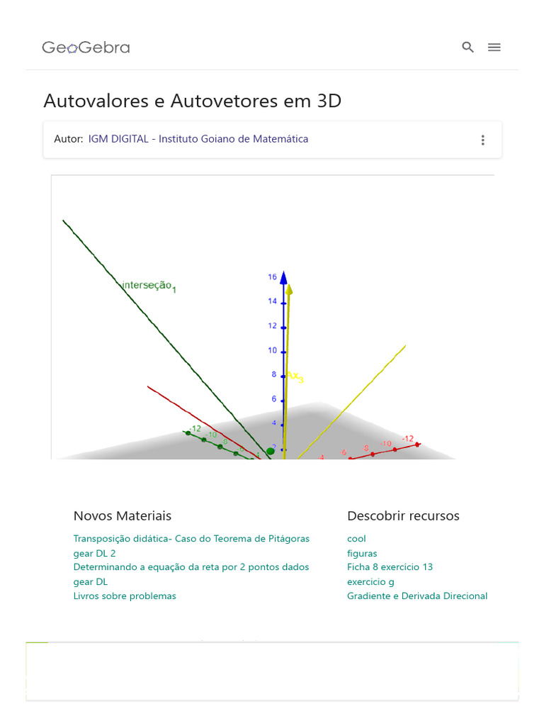 Autovalores e Autovetores em 3D - GeoGebra | PDF