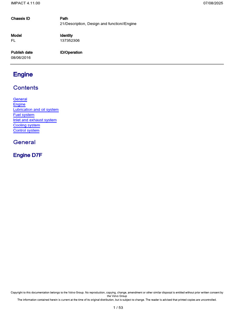 Volvo D7F Engine Specifications Guide | PDF | Piston | Fuel Injection
