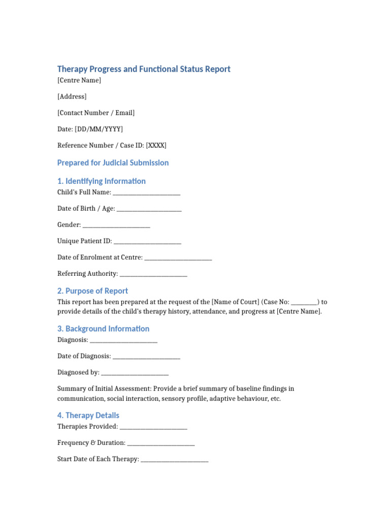 Child Therapy Progress Report | PDF