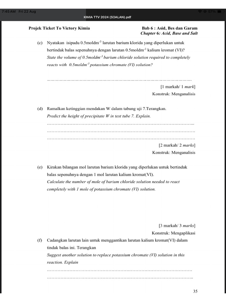 Soalan Tudingan PPC Kimia 2025 | PDF
