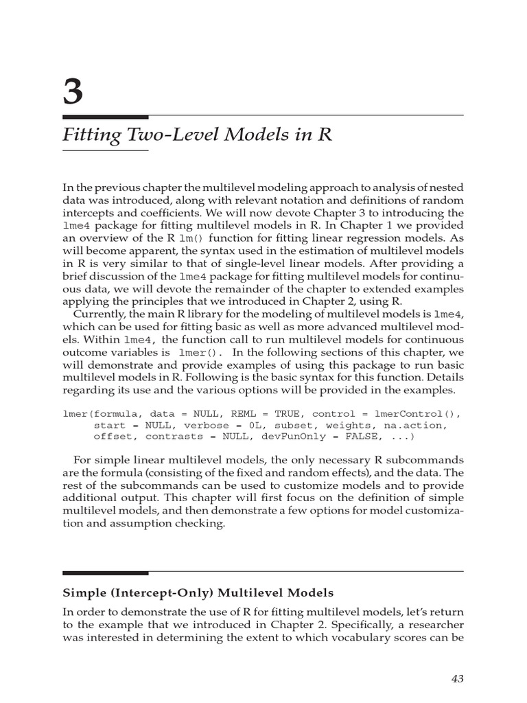 3 - Fitting Two-Level Models in R | PDF | Multilevel Model | Regression ...
