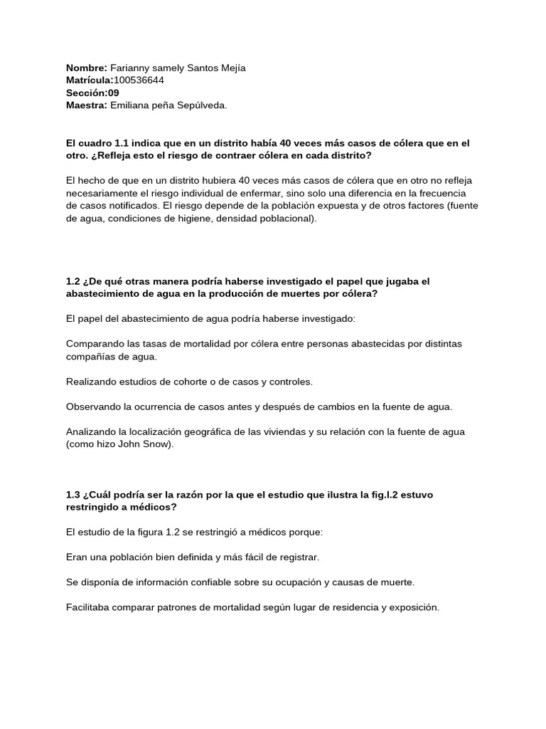 Tarea 1 de Epidemiología Teo | PDF | Epidemiología | Agua