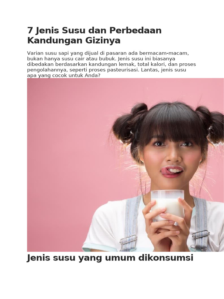 Jenis Susu di Pasaran dan Gizi | PDF