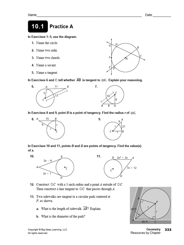 Geometry Practice Exercises on Circles | PDF | Tangent | Circle