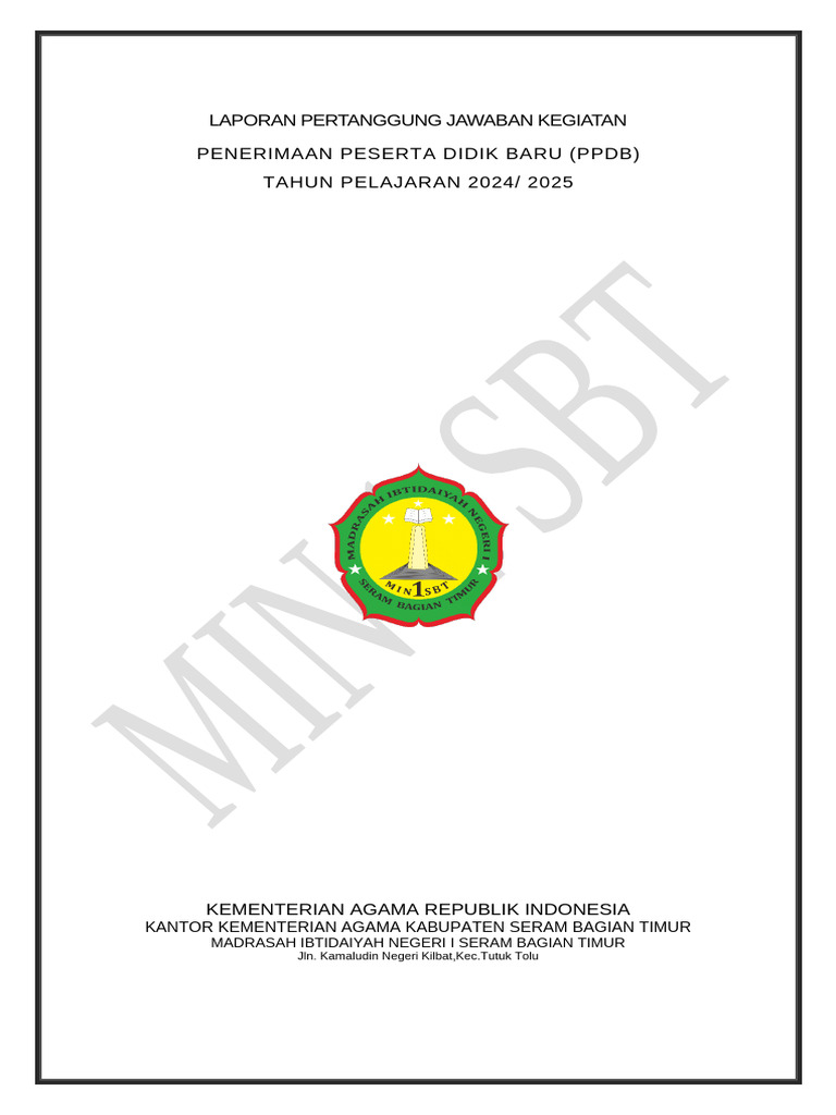 Laporan PPDB MIN 1 Seram Bagian Timur 2024 | PDF