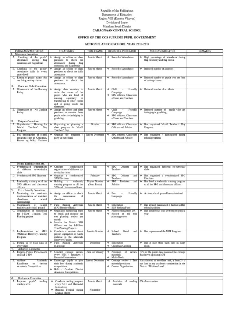 Action Plan Spg | PDF