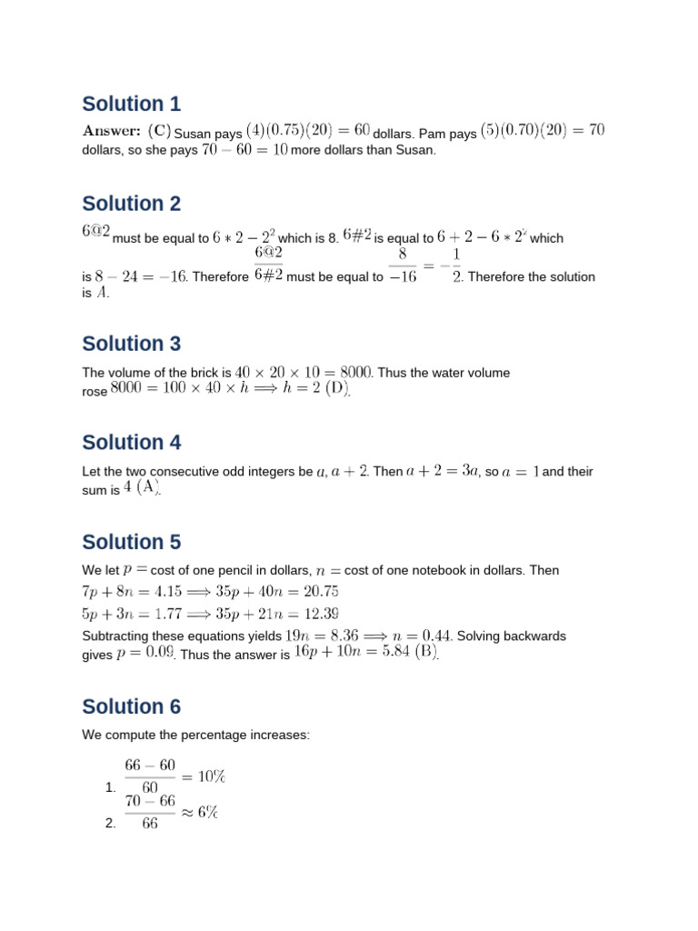 Solutions AMC 10A 2007 | PDF | Area | Sphere