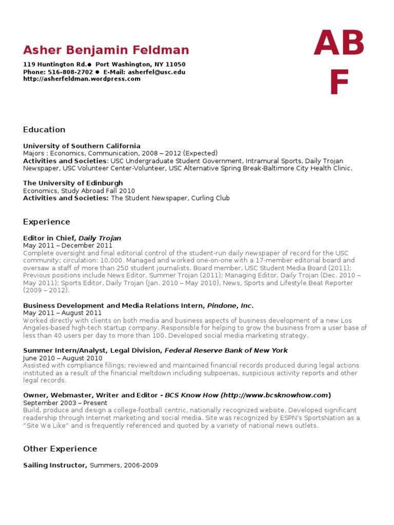 Asher Feldman Just Resume | PDF