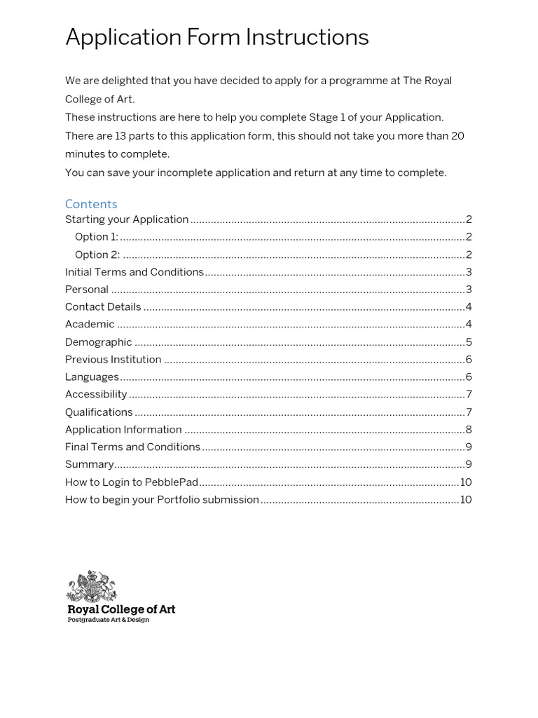 RCA Application Form Instructions | PDF | Password | Master's Degree