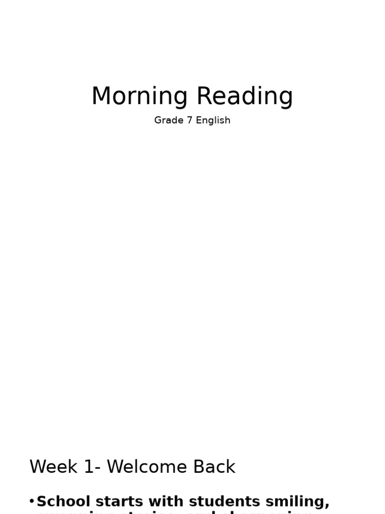 G7 Morning Reading Week 1 | PDF