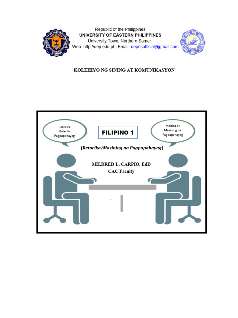 FILIPINO 1 MODYUL 1 Mga Batayang Kaalaman Sa Retorika | PDF