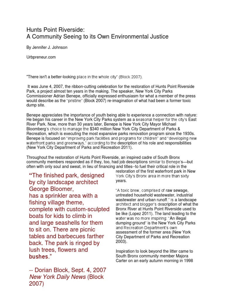 Jennifer J. Johnson - Hunts Point Riverside - A Community Seeing To Its ...