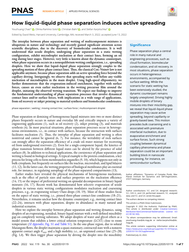 How Liquid-Liquid Phase Separation Induces Active | PDF | Wetting | Liquids