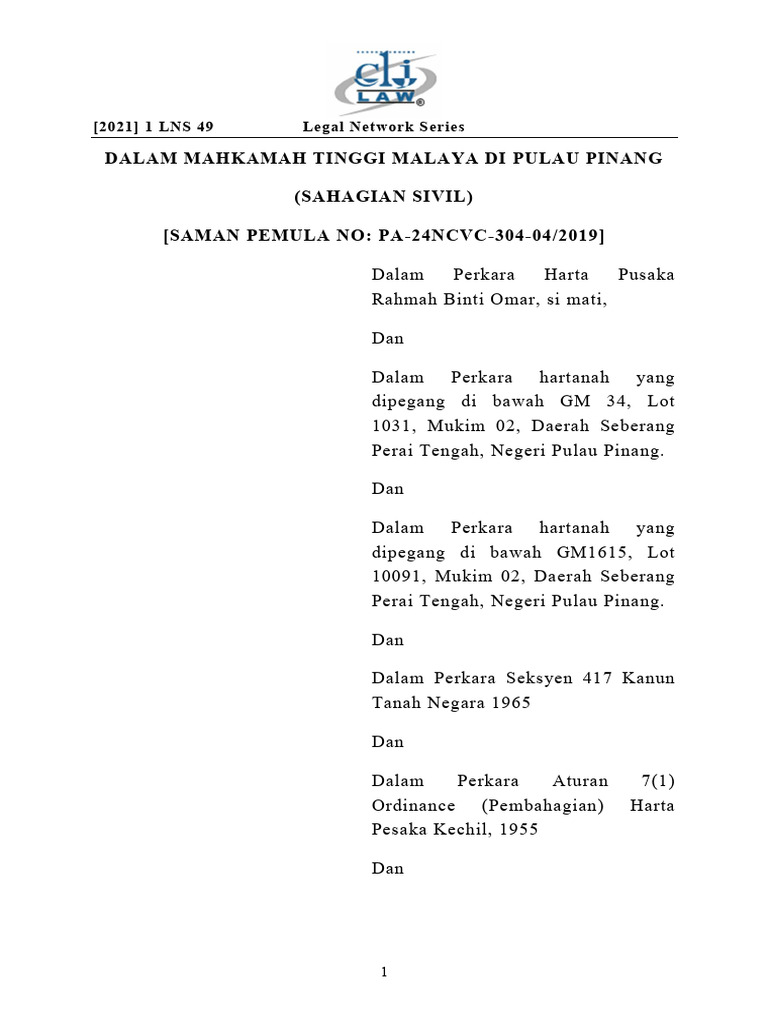 Halijah BT Shahabudin V Ismail Innunu Bin Abu Bakar | PDF | Appeal ...