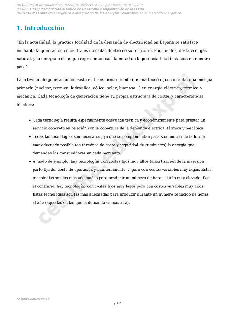 Contexto Energético e Integración de Las Energías Renovables en El ...