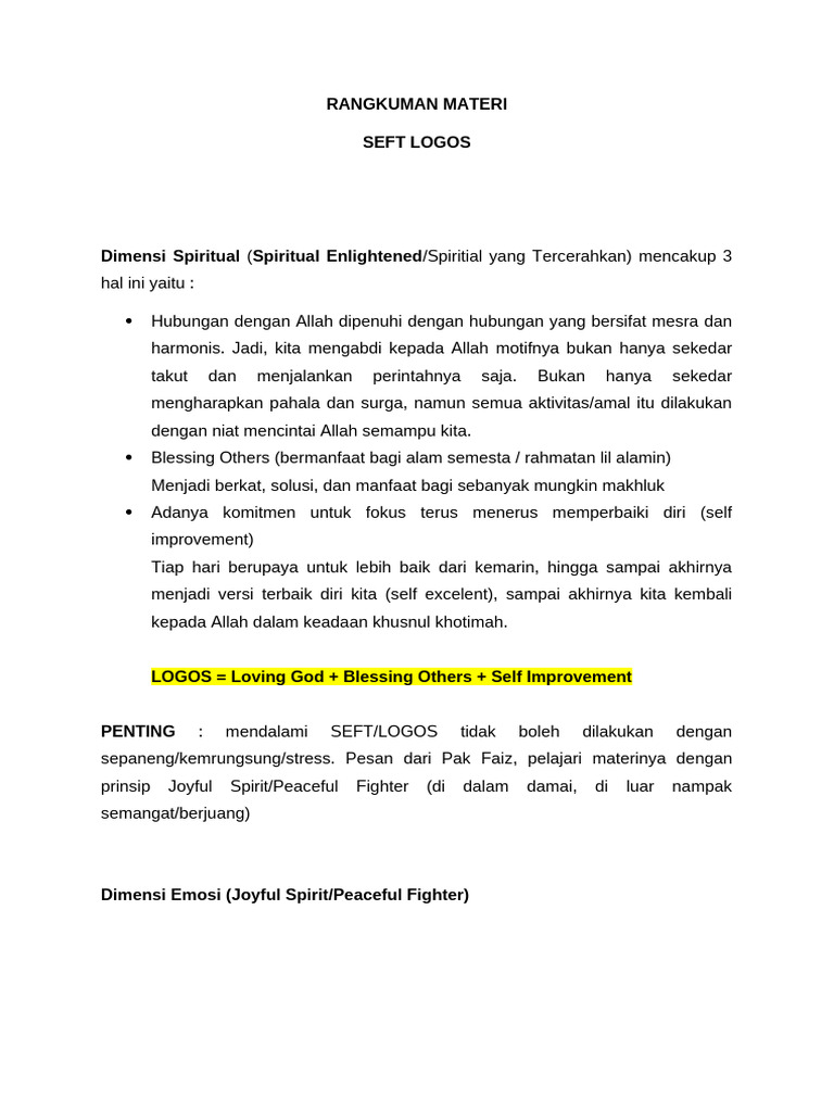 Rangkuman Materi SEFT LOGOS YouTube | PDF