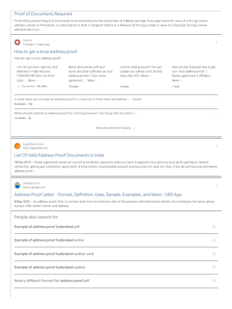 Example of Address Proof Hyderabad - Google Search | PDF