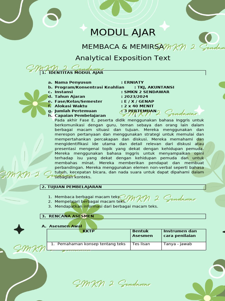 Modul Ajar Analytical Exposition Text Pdf