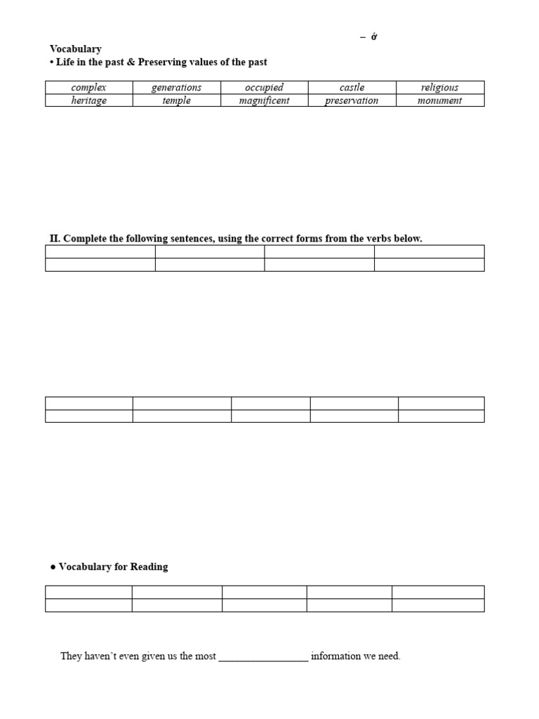 Bai Tap Tang Cuong Anh 9 Global Unit 4 REMEMBERING The PAST | PDF ...