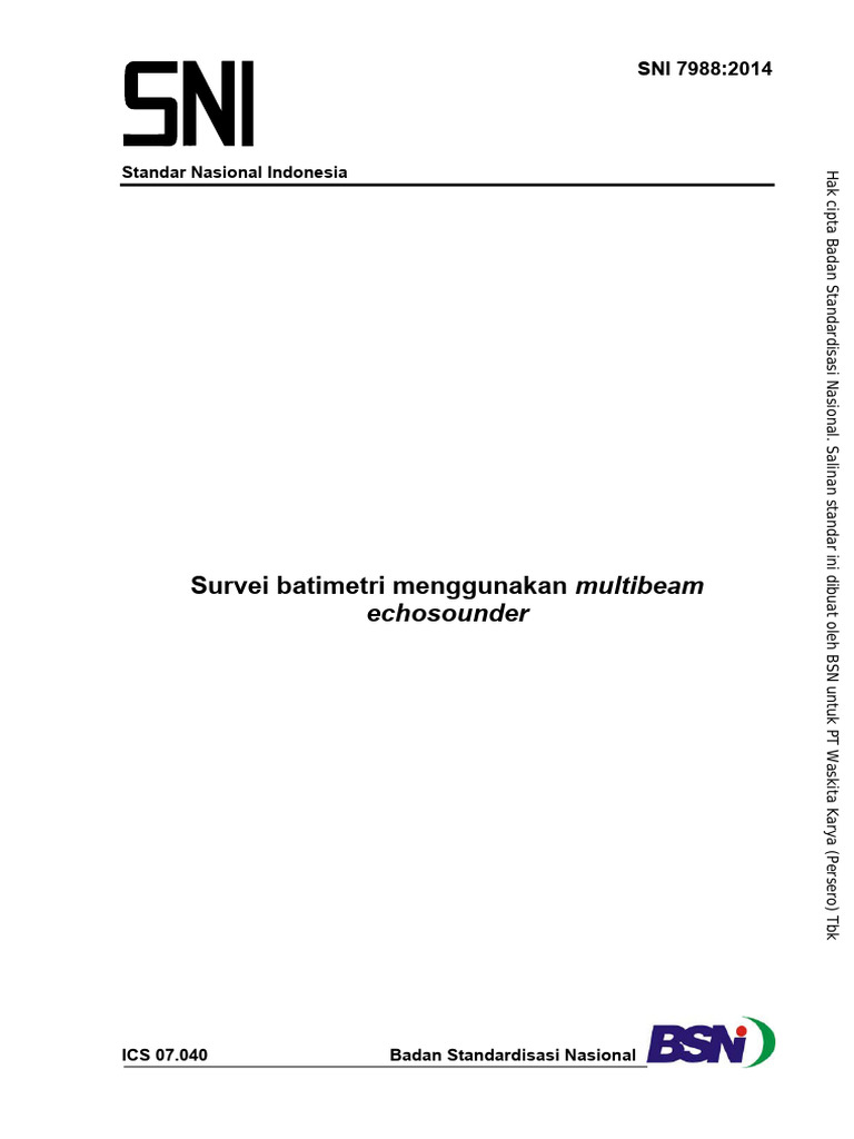 Standar Survei Batimetri SNI 7988:2014 | PDF