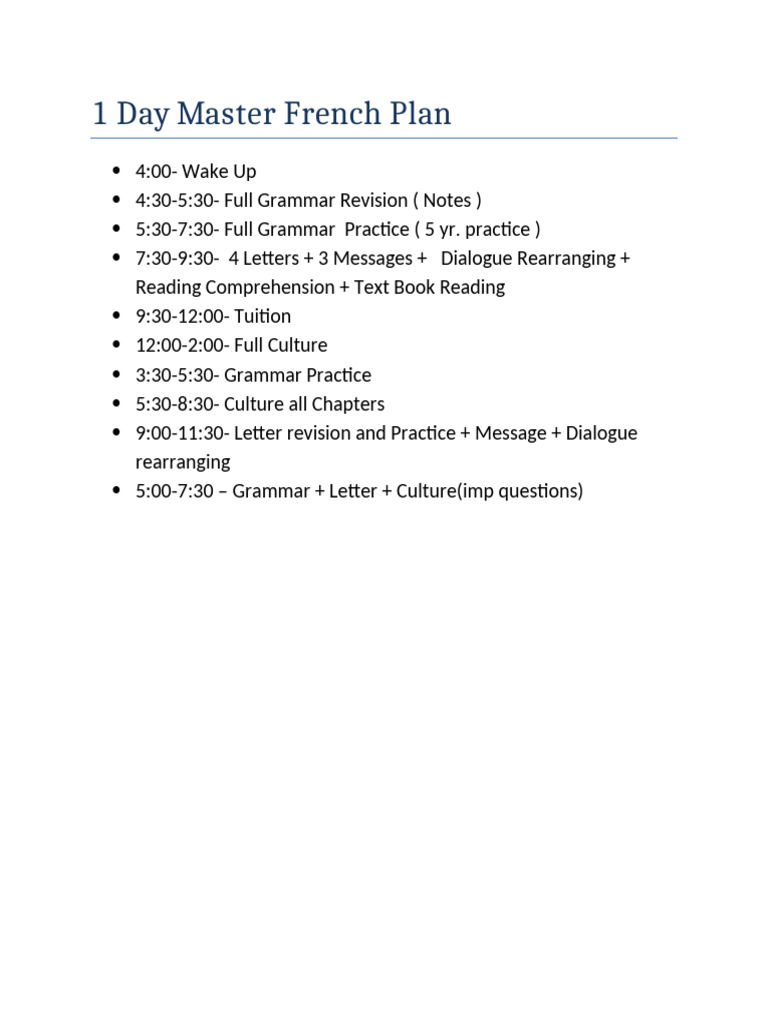 French Dialogue Rearranging Schedule | PDF