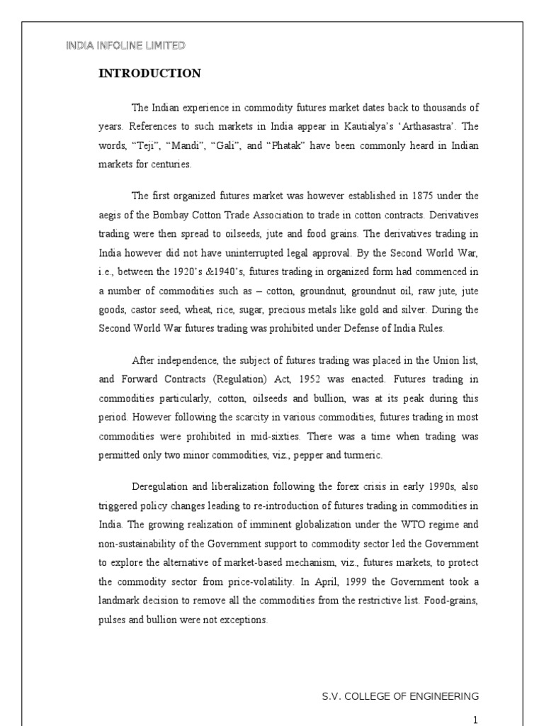 Project Report On Commodity Trading at IIFl | PDF | Stocks | Commodity ...