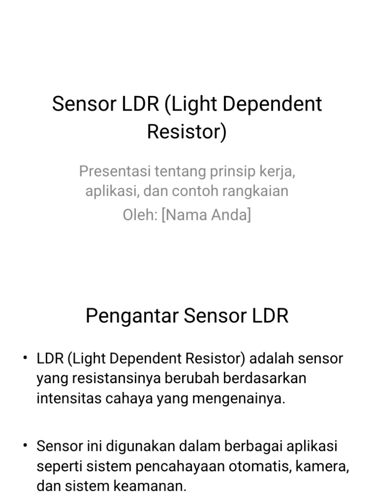 Sensor LDR Presentation Detail | PDF