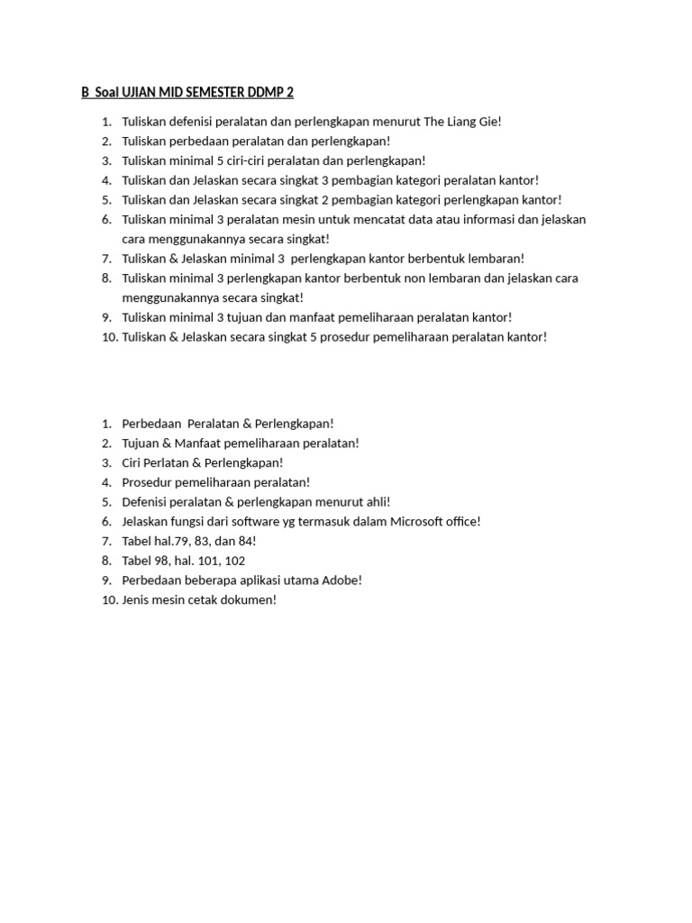 Soal Ujian Mid Semester DDMP 2 | PDF