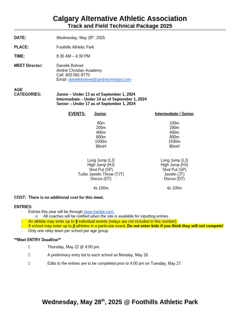 Calgary Alternative Athletic Association: Track and Field Technical ...