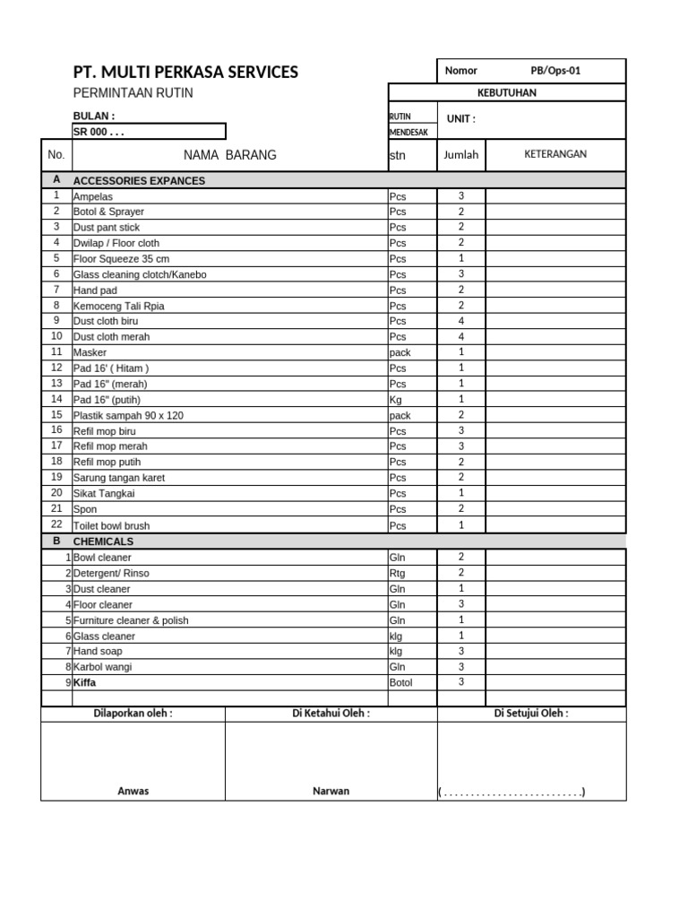 Form Permintaan Barang | PDF