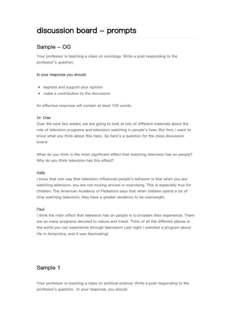 Discussion Board - Prompts-2 | PDF | Cost Of Living | Artificial ...