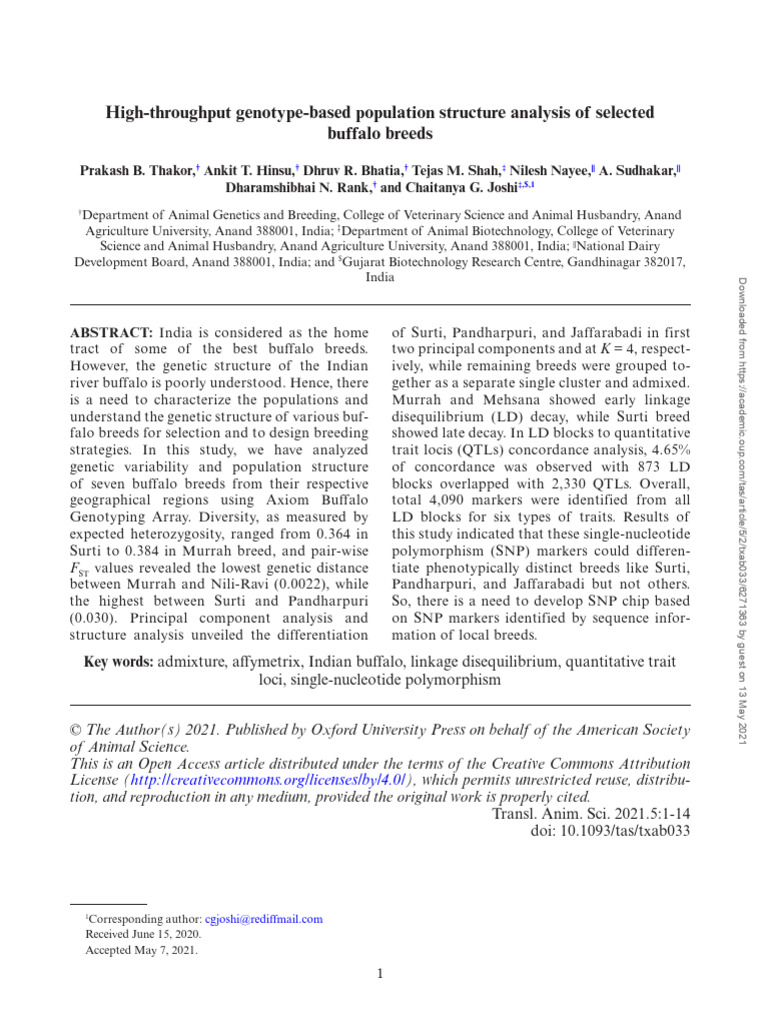 Buffalo Breed Genetic Structure Analysis | PDF | Single Nucleotide ...