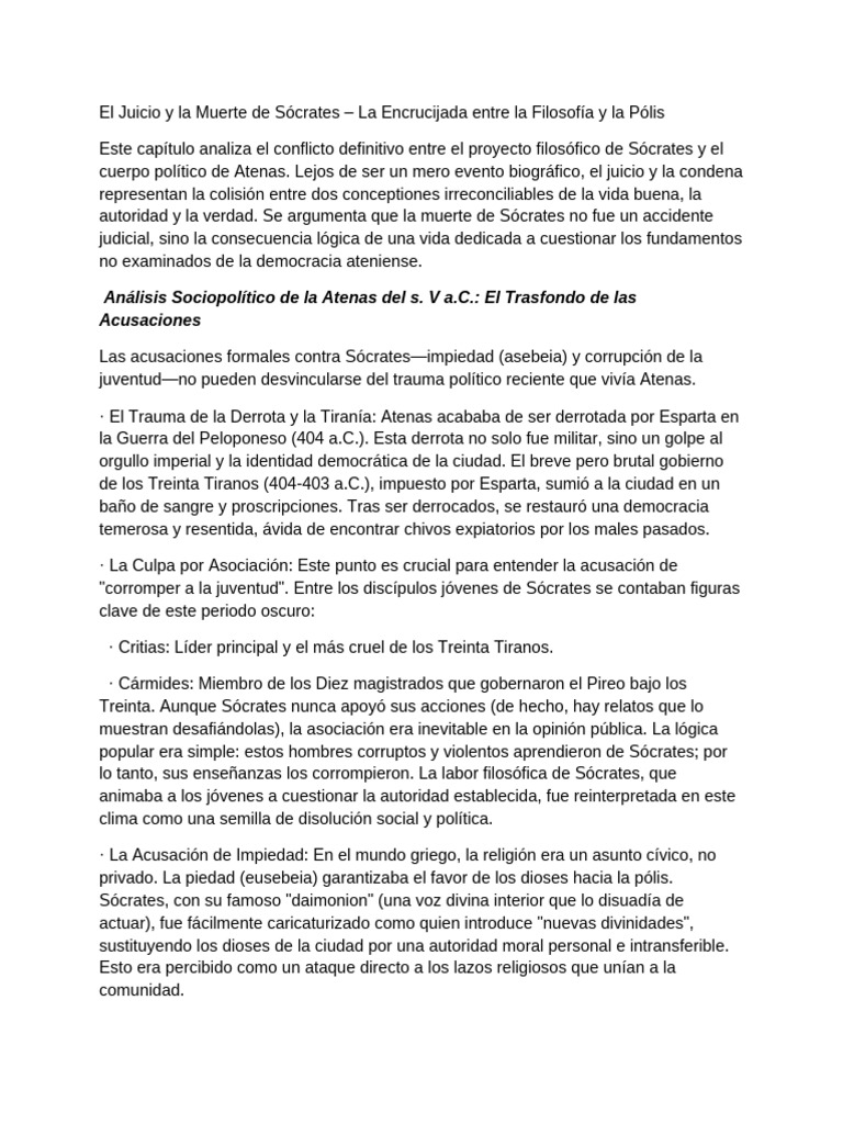 Juicio y Muerte de Sócrates: Filosofía vs. Pólis | PDF | Sócrates ...