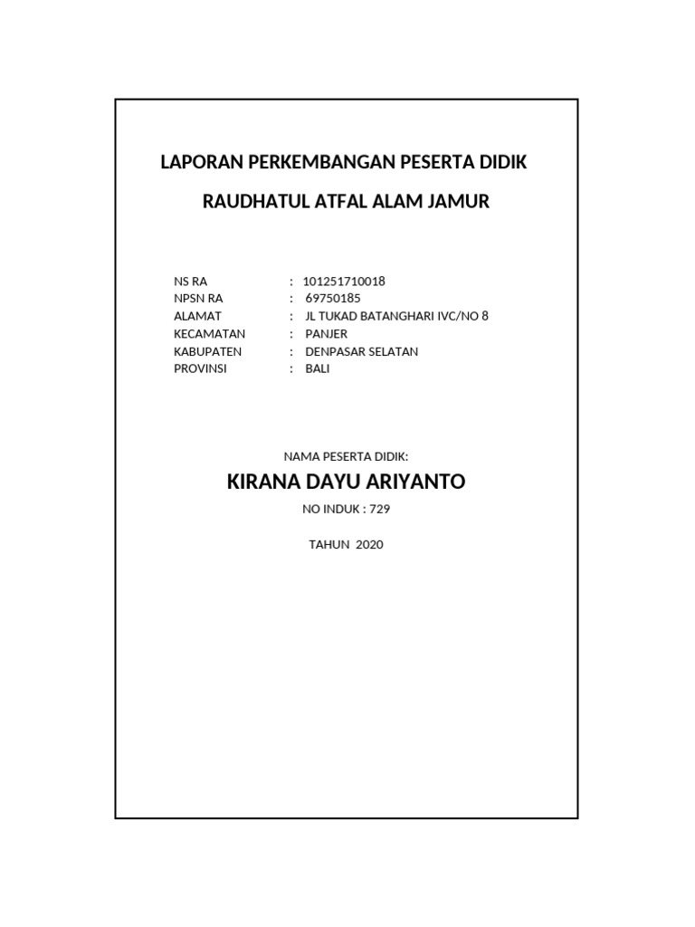 Biodata Rapot | PDF