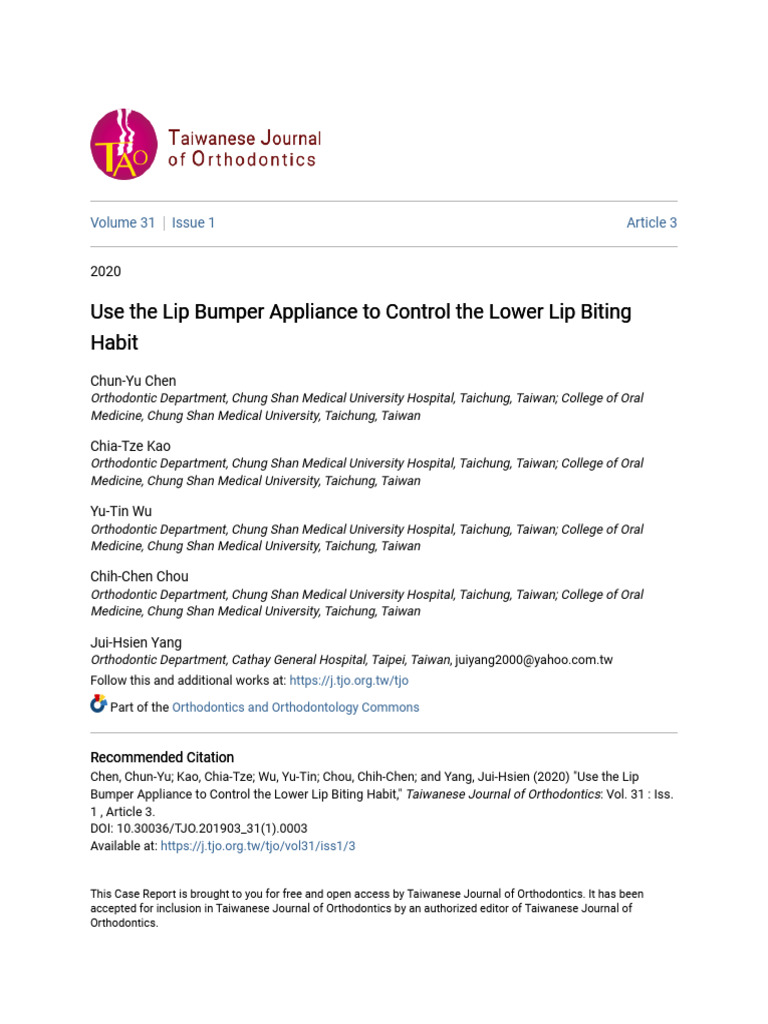 Lower Lip Biting Habit Corrected by Lip Bumper | PDF | Dentistry ...