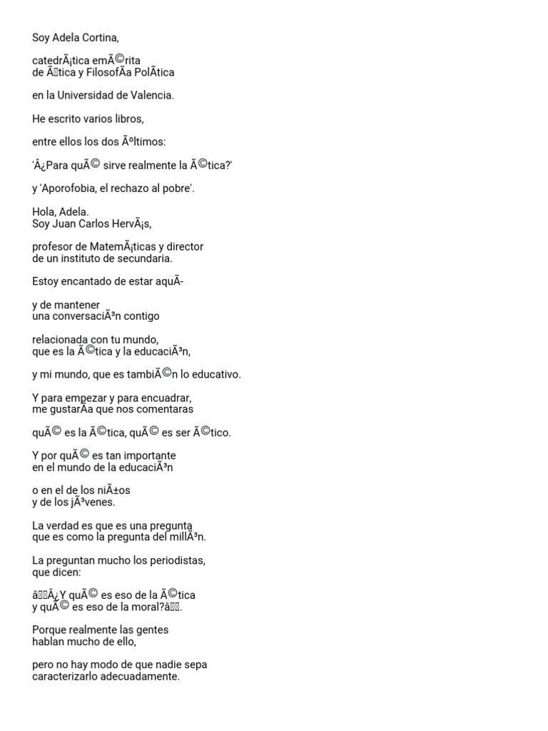 Versión Completa Para Qué Sirve La ética Adela Cortina Filósofa