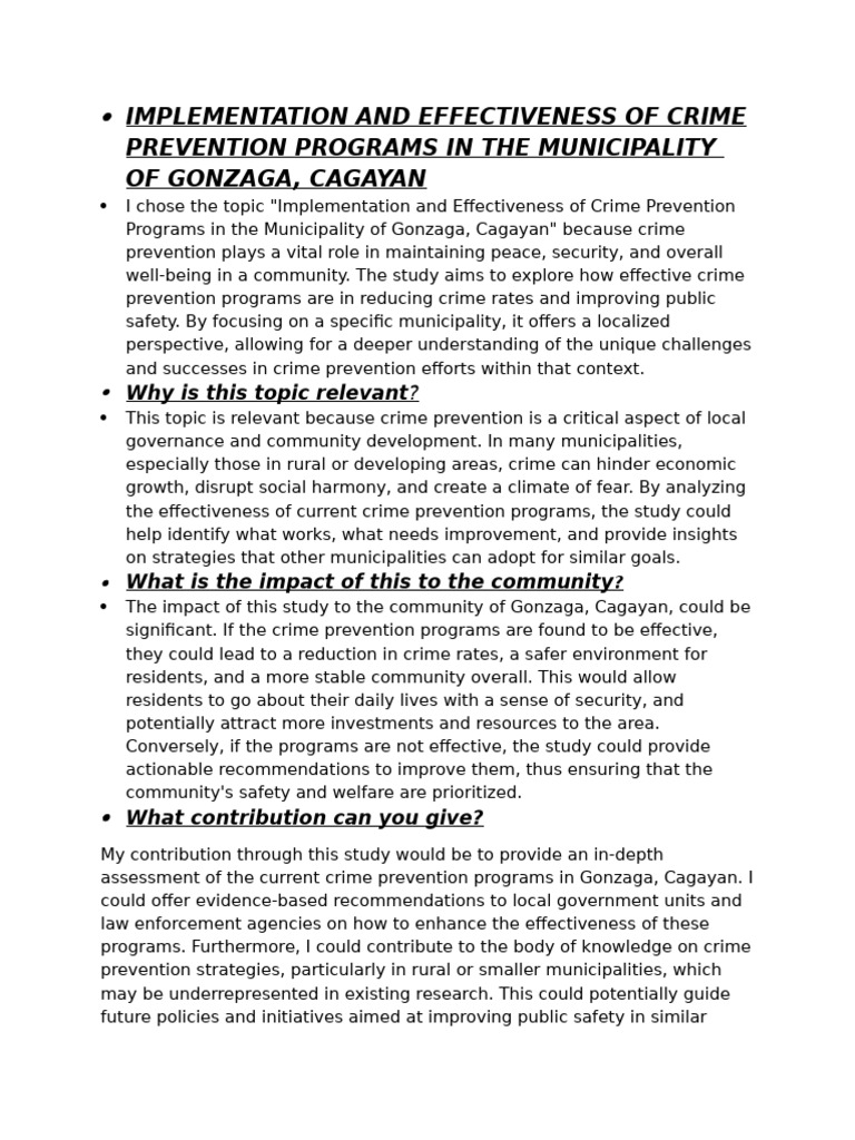 Crime Prevention Program Effectiveness in Gonzaga | PDF | Crime ...