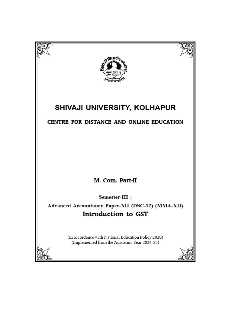 M - Com - II Adv - Acc - P - XII Introduction To GST Final | PDF ...