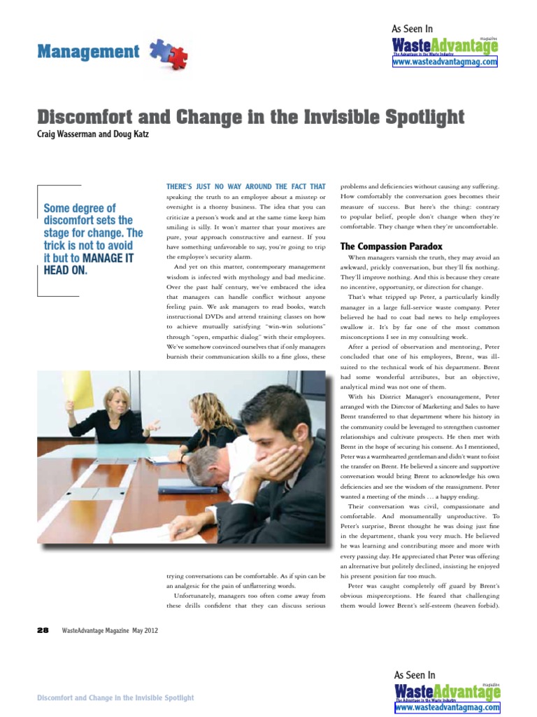 Discomfort and Change in The Invisible Spotlight: Management | PDF ...