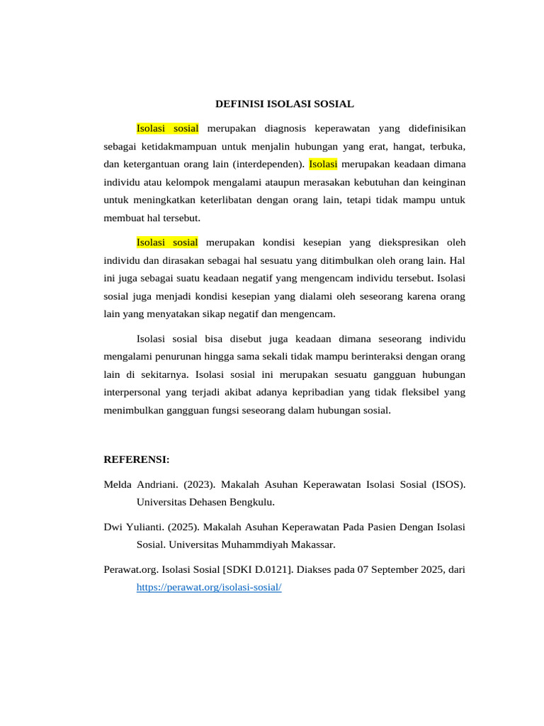 Materi Definisi Isos (Kep. Jiwa) | PDF