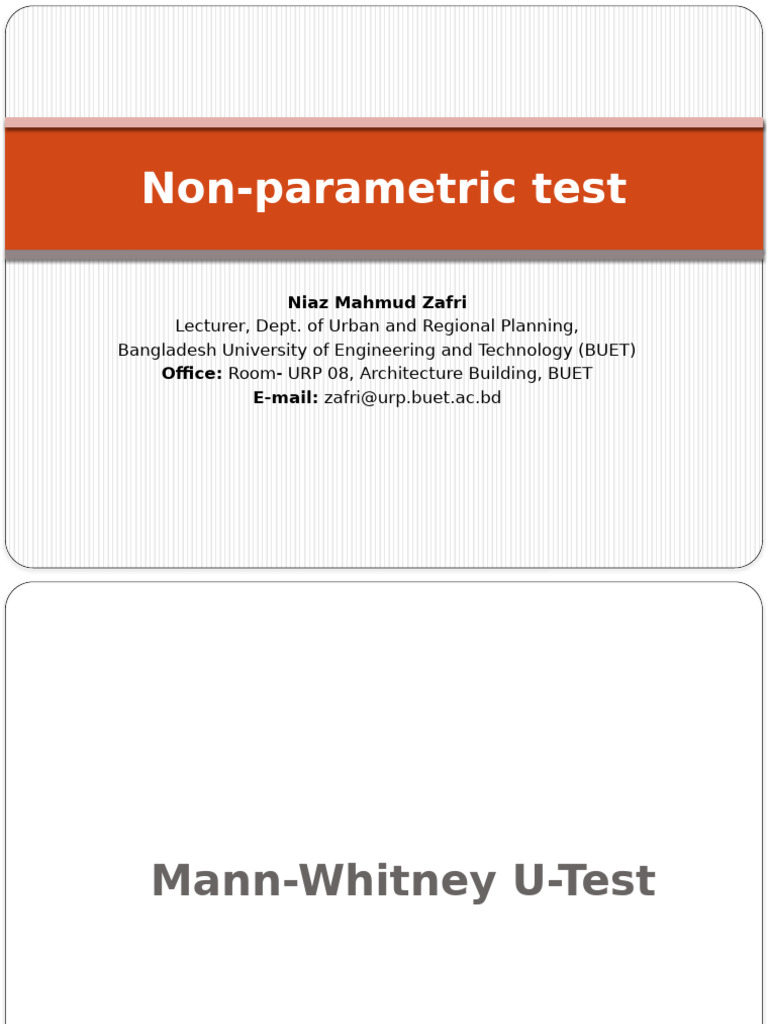 Topic 4 Non Parametric Test | PDF | Mann–Whitney U Test | Evaluation ...