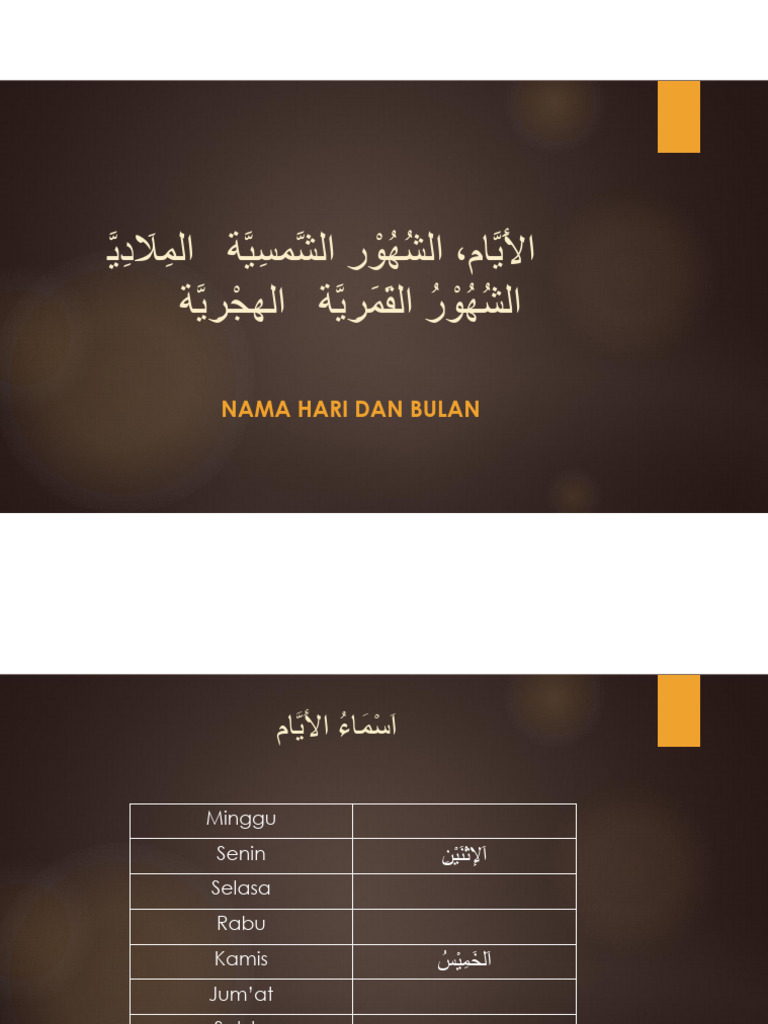 Nama Hari dan Bulan dalam Bahasa Arab | PDF