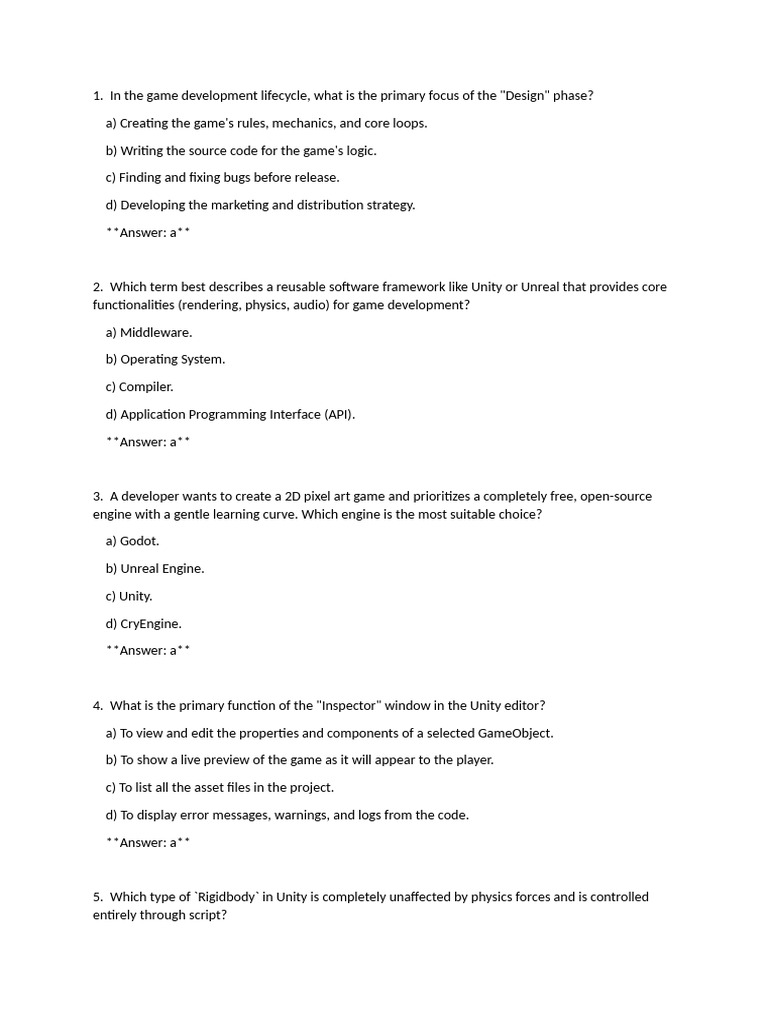 100 Mcqs Game Development | PDF | Class (Computer Programming) | Method (Computer Programming)