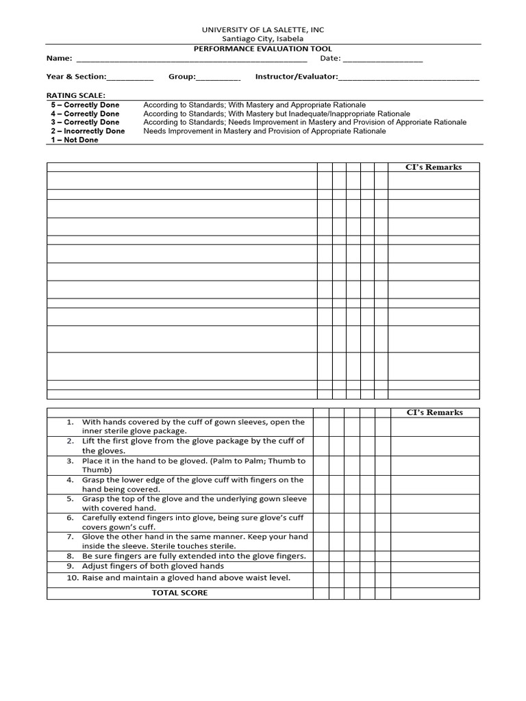 Checklist For Gowning and Gloving | PDF | Hand