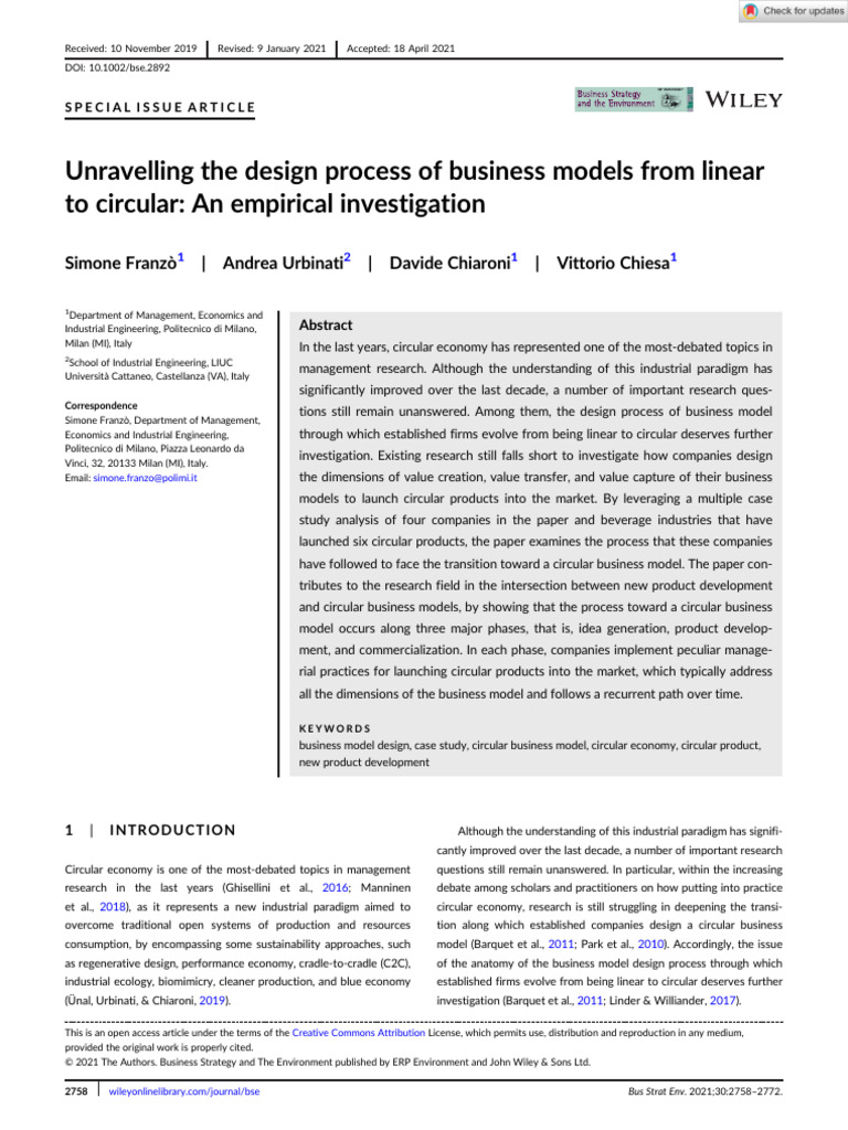 Circular Business Model Design Process | PDF | New Product Development ...