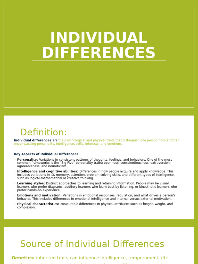 Individual Differences | PDF | Intelligence | Hypothesis