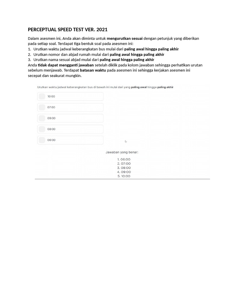 Perceptual Speed Test Ver 2021 | PDF