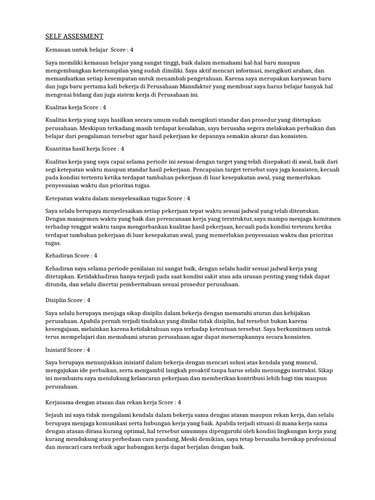 Self Assesment | PDF