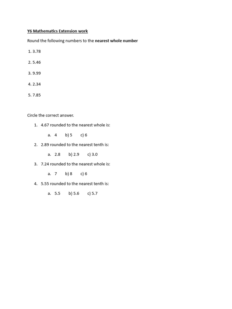 Y6 Math: Rounding Numbers Practice | PDF
