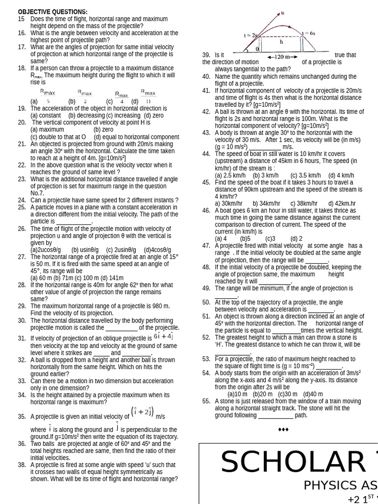 Assignment 2 Projectile Motion 2024 | PDF | Projectiles | Acceleration